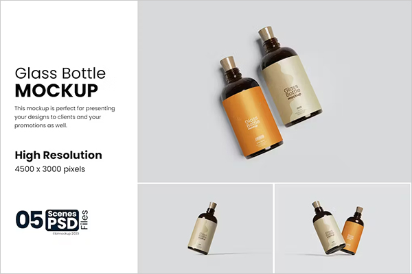 Glass Bottle Mockup PSD Design