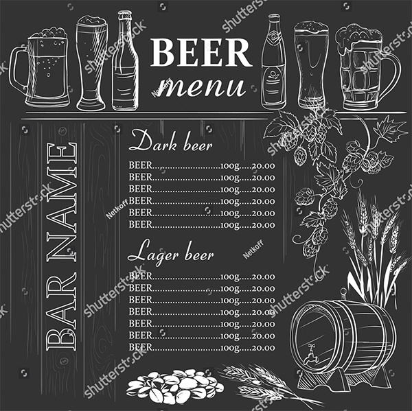 Beer Club Menu Vector Template