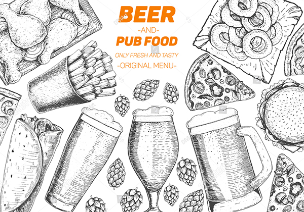 Pub Food Menu Vector Template